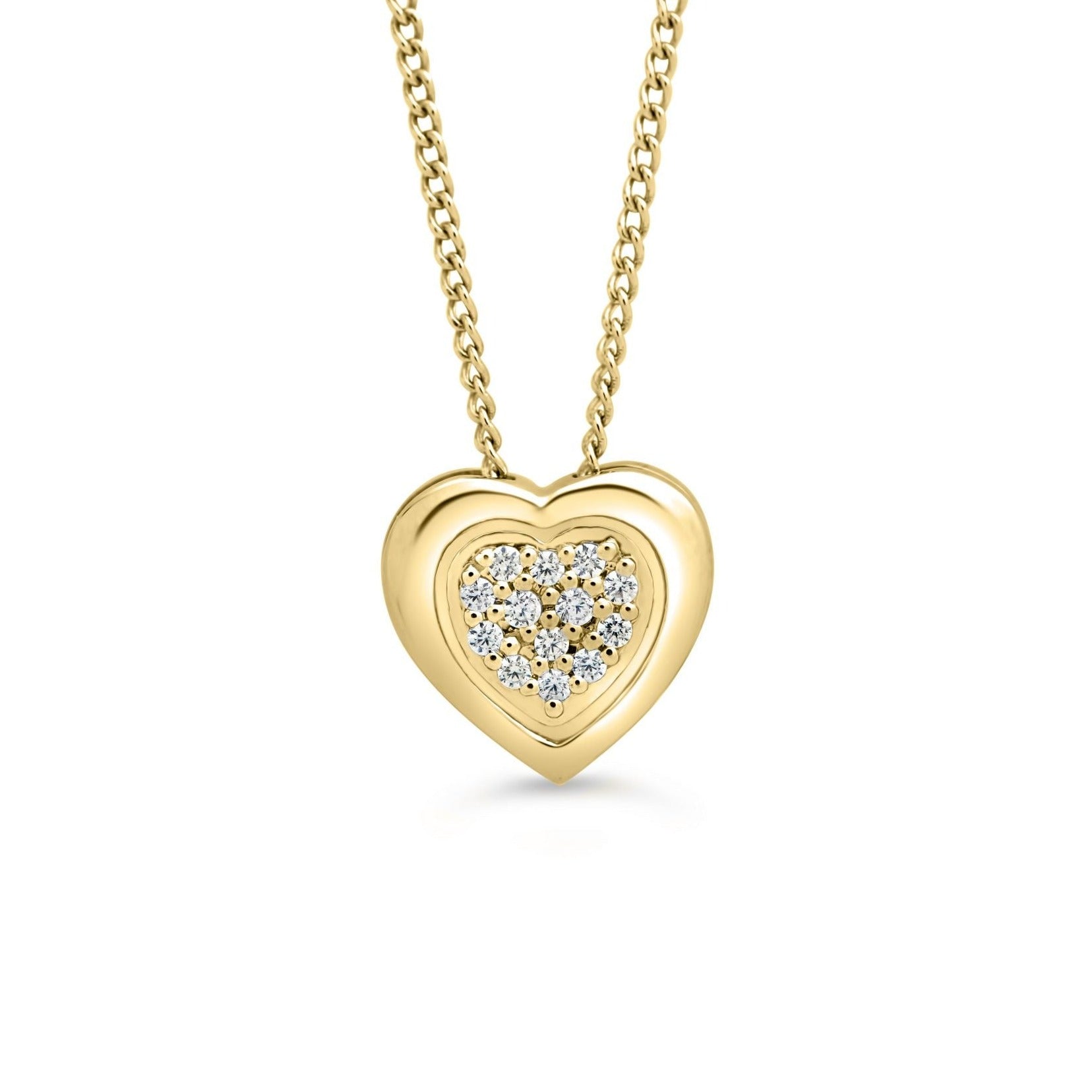 Romantic 10K Yellow Gold Heart Diamond Pendant | RUDIX JEWELLERY ...
