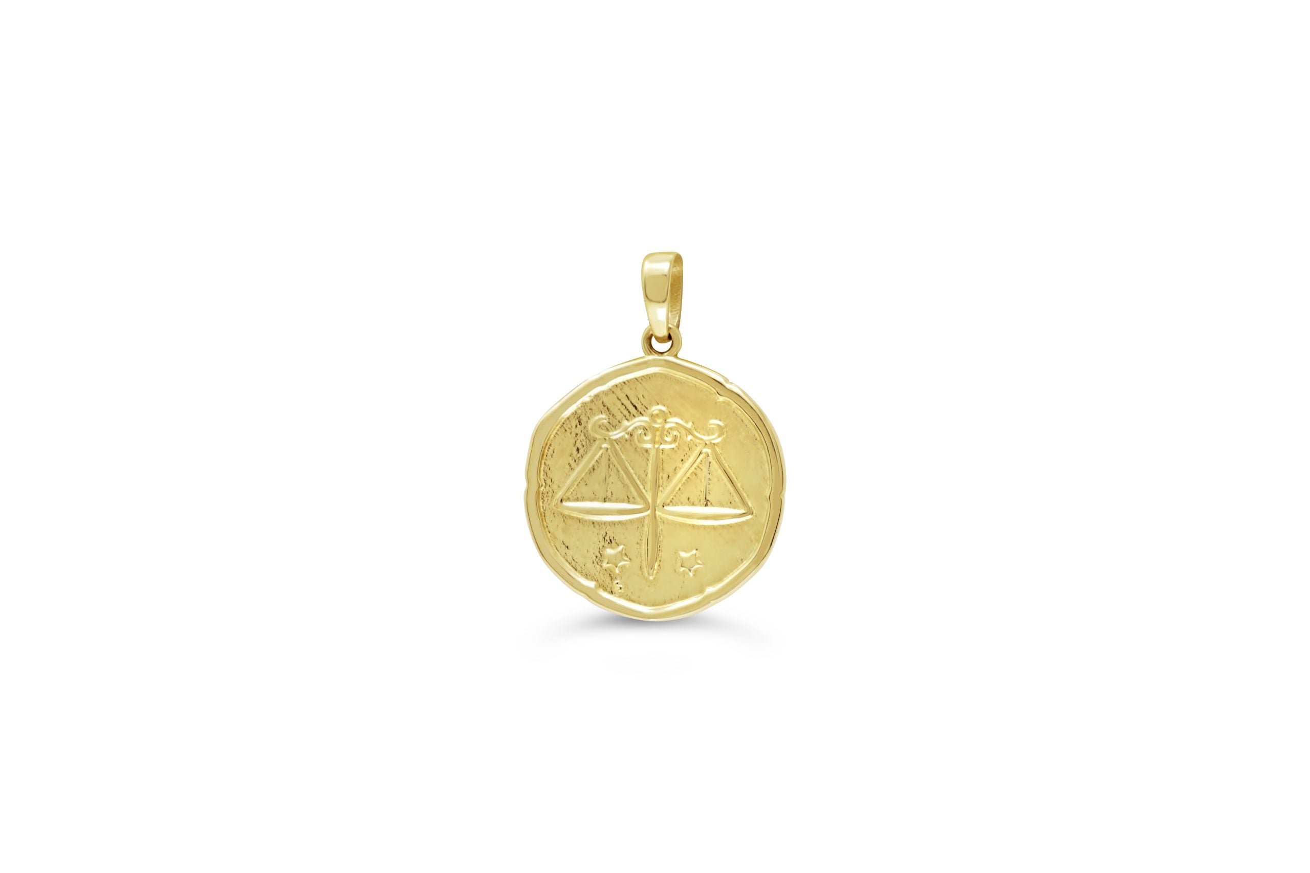 10K Yellow Gold Libra Zodiac Pendant – Elegant Scales Charm | RUDIX ...