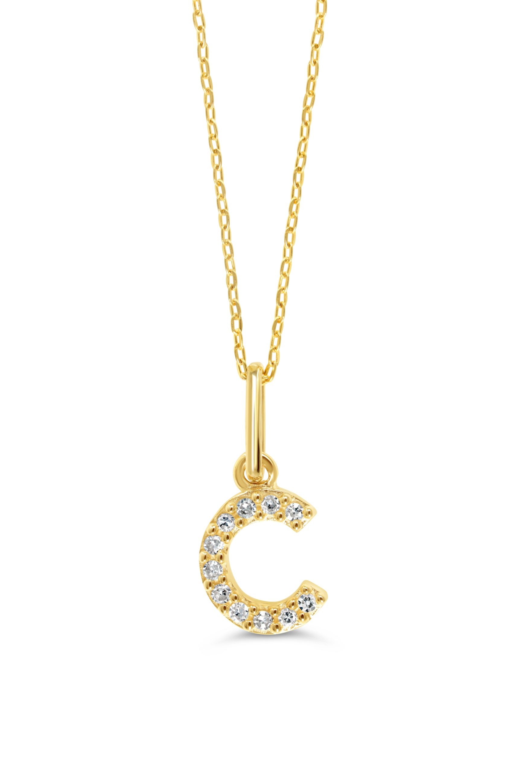 10K Yellow Gold Diamond Initial "C" Pendant with Chain | RUDIX JEWELLERY