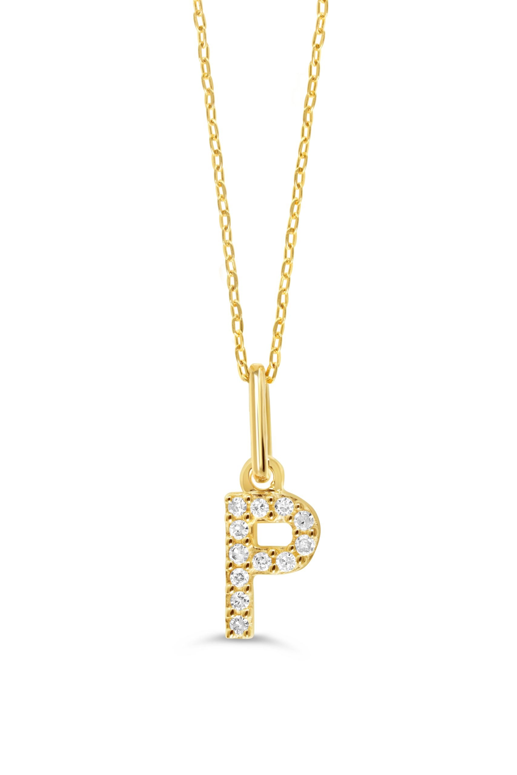 10K Yellow Gold Diamond Initial "P" Pendant with Chain | RUDIX JEWELLERY